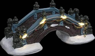 F&eacute;&eacute;ric Lights & Christmas Feeric Lights et Christmas - Accessoire Village Pont Lumineux 4 LED Assorti - Pont en Pierre avec Statuette