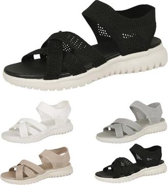 Generic Sandales de trekking l&eacute;g&egrave;res pour femme - Confortables et douces - Respirantes - Avec bout ouvert - Antid&eacute;rapantes - Chaussures de marche larges, Blan