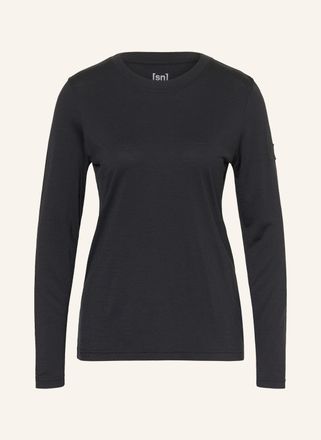 super.natural Longsleeve Casual Rib Mit Merinowolle schwarz