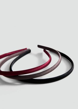 Mango Lot de 3 serre-t&ecirc;tes satin&eacute;s noir - Femme - Taille unique - MANGO