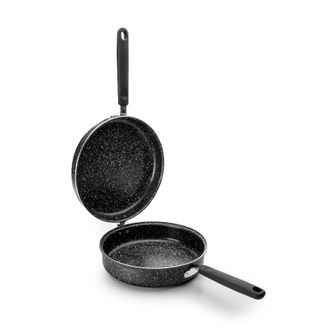 Ibili Tortilla-Pfanne Natura, 24 cm, Aluminium, Anti-Haft-Beschichtung im Stein-Stil, geeignet f&uuml;r Induktion, Schwarz