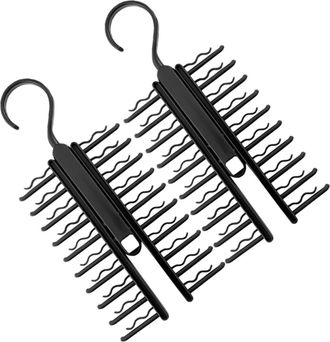 Happyyami 2 St&uuml;ck Multifunktionaler Krawatten und G&uuml;rtelhalter aus Robustem Pp Gro&szlig;er Schal und G&uuml;rtelorganizer f&uuml;r Kleiderschrank Schwarz Platzsparend