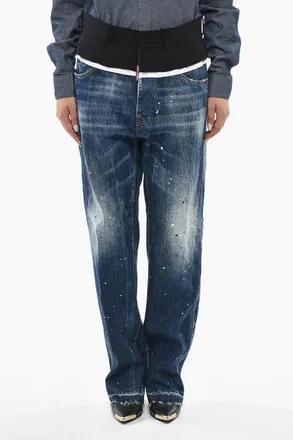 Dsquared2 Vintage-Effect Jeans With Painted Frayed Hem Dsquared2