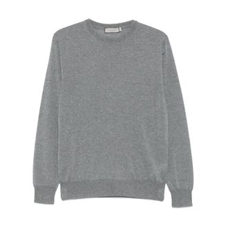 Canali Gerippter Rundhalsausschnitt Pullover Grau - - Knitwear - Herren - Grau - 3XL