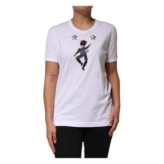 Dolce & Gabbana Paillettenverziertes T-Shirt - - Tops - Damen - Wei&szlig; - L