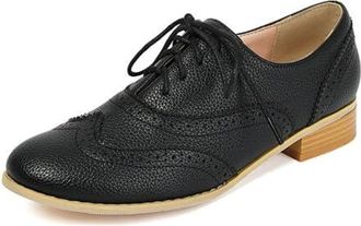 Generic Chaussures richelieu, chaussures habill&eacute;es &agrave; lacets et bout en amande pour femme, Noir, 40.5 EU