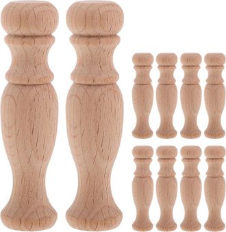 BESPORTBLE HOLIDYOYO Unbemalte Handgeschnitzte Holzspindeln aus Massivholz R&ouml;mische S&auml;ulenbaluster 7,2 X 1,8cm 10 St&uuml;ck Dekorative M&ouml;belst&uuml;tzen f&uuml;r Weinschr&auml;nke 