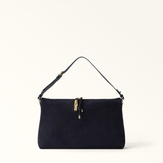 Furla Debby Schultertasche L Toni Mediterraneo Blau Wildleder + Sidney-kalbsleder Damen