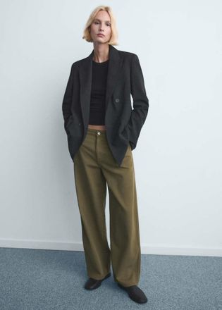 Mango Jean balloon taille basse kaki - Femme - 36 - MANGO