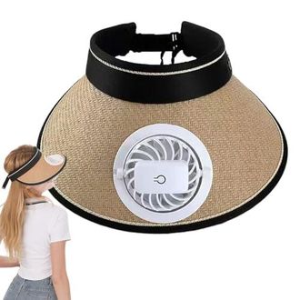 Generico Chapeau de soleil avec ventilateur | chapeau respirant anti-UV - couvre-chef &agrave; large bord, protection pour p&ecirc;che, camping, cyclisme, randonn&eacute;e, outil 