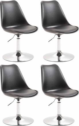 Clp 4er Set Esszimmerst&uuml;hle Maverick Kunststoff I Lehnst&uuml;hle Mit Trompetenfu&szlig; I H&ouml;henverstellbar Und Drehbar, Farbe:schwarz, Gestell Farbe:Chrom