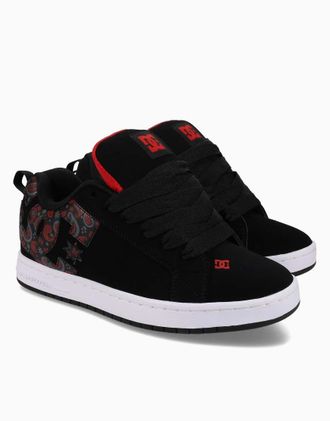 DC Court Graffik - Leder-Sneaker in Schwarz/Grau/Rot