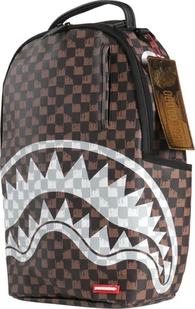 Sprayground BROWN AND CREAM DRIP CHECK SHARK BACKPACK