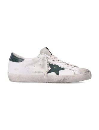 Golden Goose Low-Top Sneaker - White Leather Sneakers With Green Star Accent - Gr. 40 (EU) - in Wei&szlig; - f&uuml;r Damen