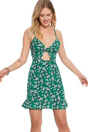 Trendyol Damen Mini A-line Regular Dress Kleid, Grün, EU 34