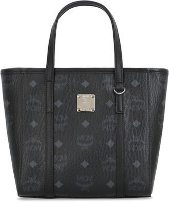 MCM Womens Mini Tote Bag Toni Visetos Black Polyurethane
