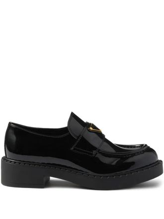 Prada mocassins en cuir &agrave; fini verni Chocolate - Noir