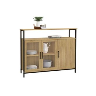 IDMarket Sideboard 100 cm detroit 2 T&uuml;ren Vitrine mit Schr&auml;nken Industriedesign