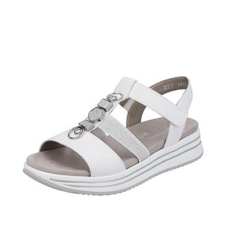 Remonte Femme R2962 Sandale de Sport, Blanc Blanc Argent Silver Ice 80, 42 EU