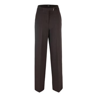 Liu Jo Femme, Pantalons, Brun, Taille: 42 FR Pantalon Marron Coupe Droite Fermeture &Eacute;clair