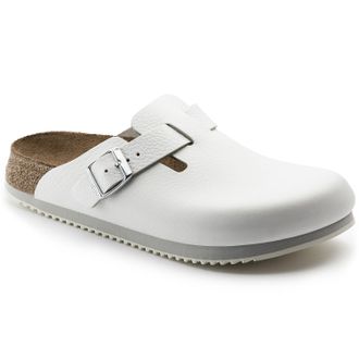 Birkenstock Boston Super Grip aus Naturleder - Herren und Damen Clogs Berufsschuh - Rutschhemmende Gummi-Eva-Sohle nach EN ISO 20347 - Anatomisch geformtes Kork-L