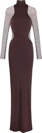 Elisabetta Franchi Femme, Robes, Brun, Taille: 42 FR Sheer Panel Dress