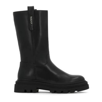 Kazar Leder flache Stiefel mit hohem Schaft - - Shoes - Damen - Schwarzk - 36 EU