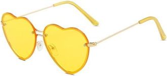 Generic Metal Women Outdoor Sunglasses Sport Commuter Vacation Sun glasses(Yellow)