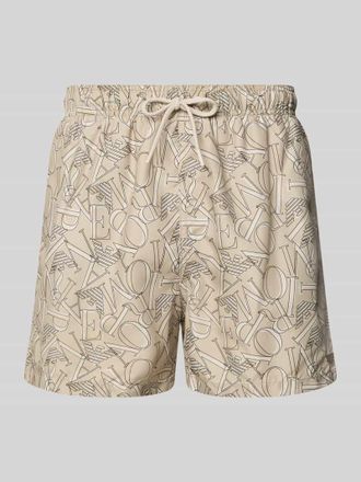 Emporio Armani Regular Fit Shorts mit Allover-Logo-Print