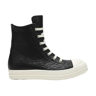 Rick Owens Lamm- und Vollnarben-High-Sneaker - - Shoes - Herren - Schwarzk - 44 EU