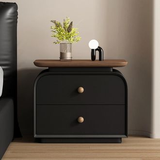 Generic Nachttisch Aus Holz, Moderner Nachttisch Mit Doppelschubladen Und Leiser Gleitschiene, Massivholz for Schreibtischlampe, Dekorationen, Mobiltelefon