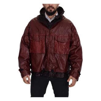 Dolce & Gabbana Baumwolljacke mit Kapuze und durchgehendem Rei&szlig;verschluss - - Jackets - Herren - Rot - L