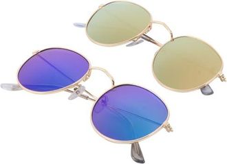 Yarnow 2 pi&egrave;ces Lunettes de Soleil Rondes Vintage Femme et Homme Cadre L&eacute;ger et Film pour Plage et Voyage