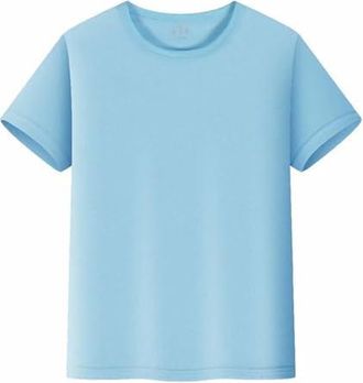 Generic T-shirts dentra&icirc;nement pour homme, haut de course &agrave; pied, t-shirt de sport, col rond, t-shirt de gym, manches courtes, bleu clair, XXL