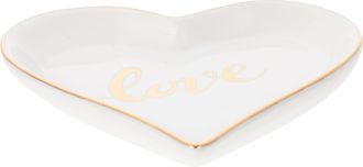 Holibanna Dekoratives Herztablett Keramik Wei&szlig; 1 St&uuml;ck als Schmuckschale und Ablage f&uuml;r Kosmetik im Schlafzimmer Wiederverwendbar