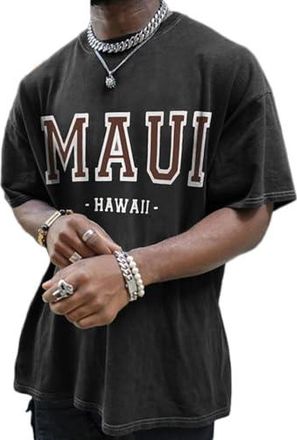 Onsoyours T-Shirts Oversize Homme Los Angeles Mode Vintage Imprimé Chemise À Manches Courtes Col Rond Tee Shirt Sport Top Streetwear Décontracté Hauts Sweatshir