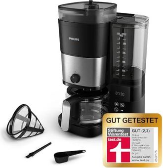 Philips All-in-1 Filterkaffeemaschine - integriertes Kegelmahlwerk f&uuml;r frisch gemahlenen Kaffee - Duo-Bohnenbeh&auml;lter, 1,25-L-Glaskanne, individuelle Einstellu