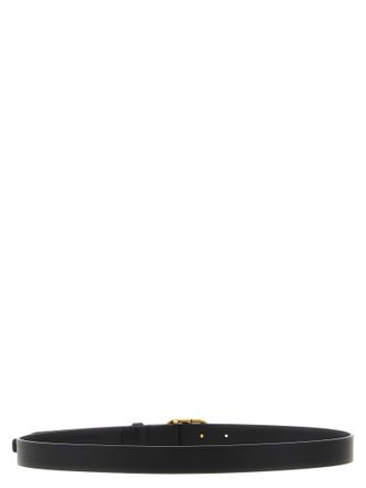 Balenciaga Leather with Logo Buckle Belt - Black