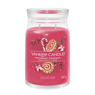Yankee Candle Company Signature Duftkerze ; große Kerze mit langer Brenndauer Peppermint Pinwheels ; Soja-Wachs-Mix