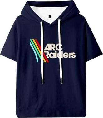 Generic ARC Raiders T-shirt à capuche pour femmes et hommes T-shirt à manches courtes décontracté Streetwear Tops, bleu marine, 4XL