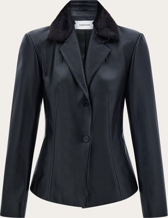 Ferragamo Damen Blazer aus Nappaleder Schwarz