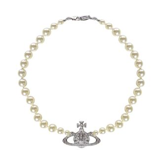 Vivienne Westwood One Row Bas Relief Perlenkette - - Accessories - Damen - Wei&szlig; - ONE SIZE