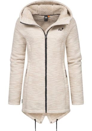 Ragwear Kapuzenstrickjacke Wingi Melange Sportliche Kapuzenjacke mit Teddy-Kunstfell
