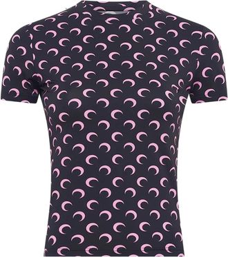 Marine Serre Femme, Tops, Multicolore, Taille: 42 FR Black Moon Printed Jersey Top