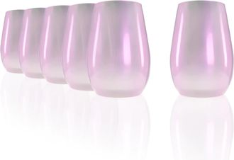 Stölzle Longdrinkgläser Mirror Iodin-Weiß 6er-Set 465 ml - Allroundbecher für Wasser, Saft & Cocktails - Hochwertige Trinkgläser in verspiegelter Optik - Spül