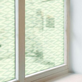 Tulup Film D&eacute;poli pour Vitre 200x146 cm pour Chambre Cuisine Salle de Bain PVC Vitrail Protection Adh&eacute;sif Coll&eacute;s sur le Verre D&eacute;coratif Losanges verts