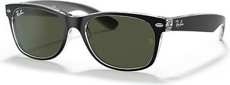 Ray-Ban New Wayfarer Color Mix Sonnenbrillen Schwarz Auf Transparent Fassung Grün Glas 52-18