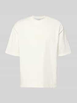 Review T-Shirt mit Label-Stitching und Rundhalsausschnitt