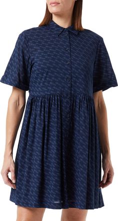 Tom Tailor Damen Blusenkleid 1032819, 30605 - Navy Logo Print, L