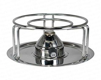 Kisag Rechaud CLASSIC SILVER &Oslash;19,5&times;10 cm mit Sicherheitsgasbrenner 1kW, St&ouml;vchen Edelstahl 18/10 f&uuml;r Fondue, Flamme stufenlos regulierbar, leicht zu reinige